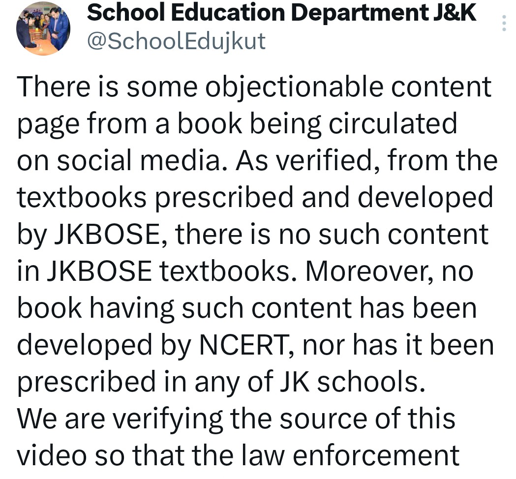 Jammu and Kashmir Education Department Denounces Circulated ...